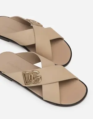 Dolce & Gabbana Calfskin Cross-strap Slides