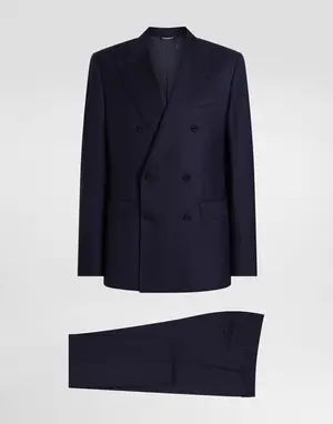 Dolce & Gabbana Double-breasted Micro-patterned Wool Suit Suits And Blazers - Multicolor