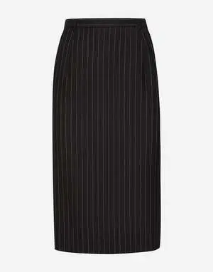 Dolce & Gabbana Pinstripe Wool Calf-length Skirt Skirts Multi-colored - Multicolor