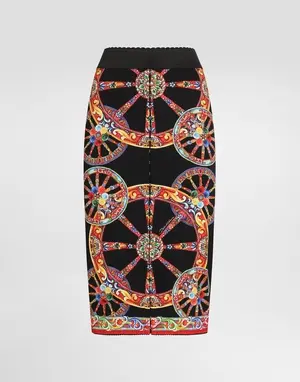 Dolce & Gabbana Carretto-print Charmeuse Long Skirt Skirts - Multicolor