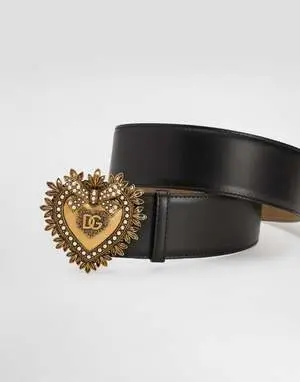 Dolce & Gabbana Devotion Belt In Lux Leather Belts Leather