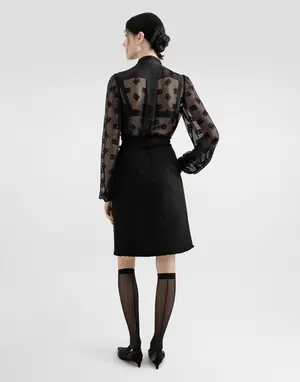 Dolce & Gabbana Raschel Tweed Midi Skirt With Dg Logo