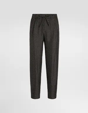 Dolce & Gabbana Polka Dot-print Silk Twill Trousers Pants And Shorts - Multicolor