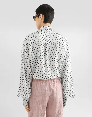 Dolce & Gabbana Polka-dot Print Wavy Silk Shirt Shirts