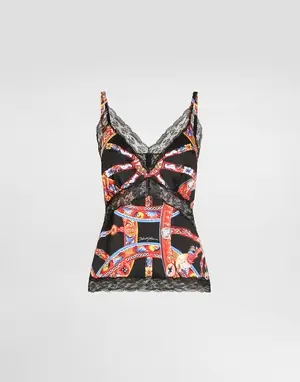 Dolce & Gabbana Carretto-print Silk Satin Top Shirts And Tops - Multicolor