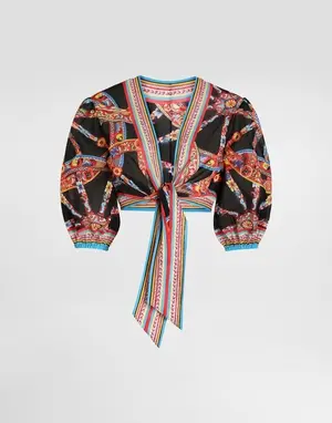 Dolce & Gabbana Carretto-print Batiste Top Shirts And Tops - Multicolor