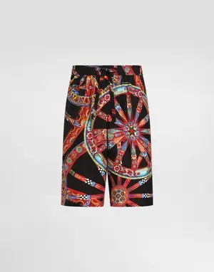 Dolce & Gabbana Carretto-print Silk Jacquard Vanity Bermuda Pants And Shorts - Multicolor