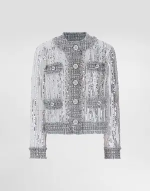 Dolce & Gabbana Tulle Gabbana Jacket With Sequin Embroidery Blazers - Silver