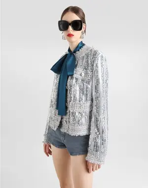 Dolce & Gabbana Tulle Gabbana Jacket With Sequin Embroidery Blazers