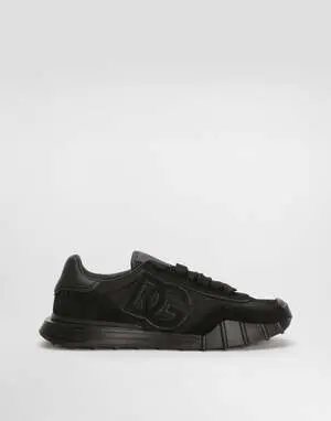 Dolce & Gabbana Dg Athletic Sneakers In Fabric And Calfskin Sneakers - Black