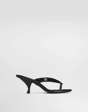 Dolce & Gabbana Patent Leather Thong Sandals - Black