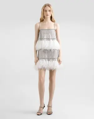 Dolce & Gabbana Satin Dress With Feathers Dresses