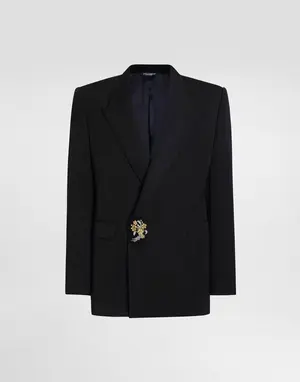 Dolce & Gabbana Double-breasted Jacket Inwool Gabardine Suits And Blazers Wool - Black