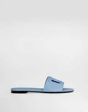 Dolce & Gabbana Calfskin Sliders Slides And Mules Leather - Light Blue