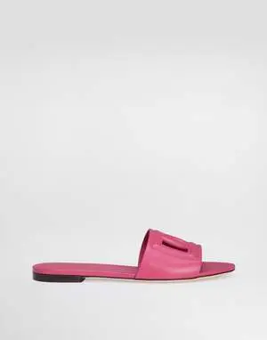 Dolce & Gabbana Leather Flat Slides And Mules - Lilac