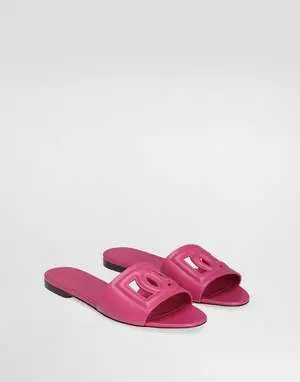 Dolce & Gabbana Leather Flat Slides And Mules - Lilac