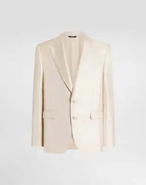 Dolce & Gabbana Sicilia Light Single-breasted Silk Twill Jacket Suits And Blazers - Beige