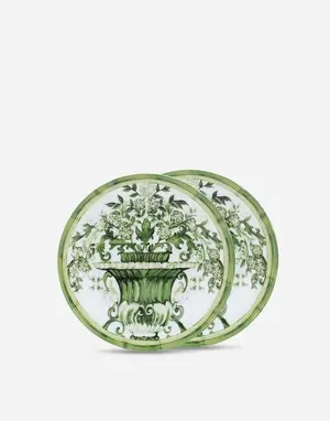 Dolce & Gabbana Set 2 Porcelain Dessert Plates Dessert Plates - Multicolor