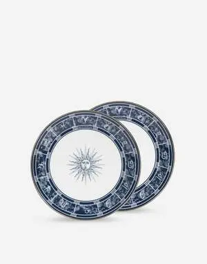 Dolce & Gabbana Set 2 Porcelain Dessert Plates Dessert Plates - Multicolor