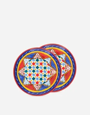 Dolce & Gabbana Set 2 Porcelain Dessert Plates Dessert Plates - Multicolor