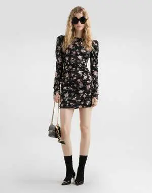 Dolce & Gabbana Vintage Rose-print Draped Mini Dress