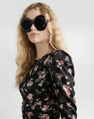 Dolce & Gabbana Vintage Rose-print Draped Mini Dress