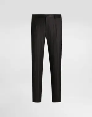 Dolce & Gabbana Wool Pekin Jacquard Trousers - Black