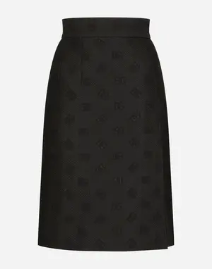 Dolce & Gabbana Quilted Jacquard Midi Skirt With Dg Logo Skirts - Black