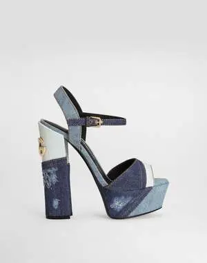 Dolce & Gabbana Patchwork Denim Platform Sandals Sandals And Wedges Denim - Blue