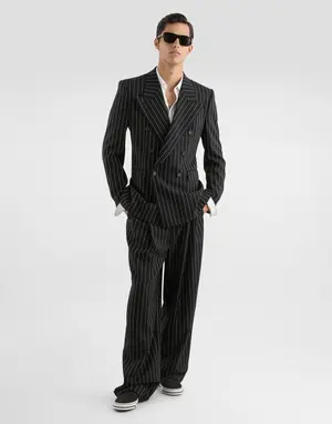Dolce & Gabbana Double-breasted Sicilia Pinstriped Wool Jacket Suits And Blazers