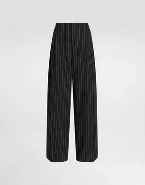 Dolce & Gabbana Pinstripe Trousers In Virgin Wool And Linen Pants And Shorts - Multicolor