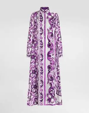Dolce & Gabbana Majolica-print Long Twill Shirt Dress Dresses - Multicolor