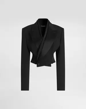 Dolce & Gabbana Sicilia Double-breasted Jacket In Wool Gabardine Blazers Wool - Black