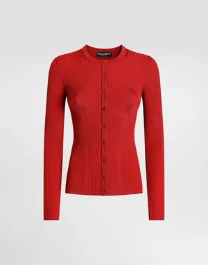 Dolce & Gabbana Ribbed Viscose Knit Cardigan Sweaters And Cardigans - Red