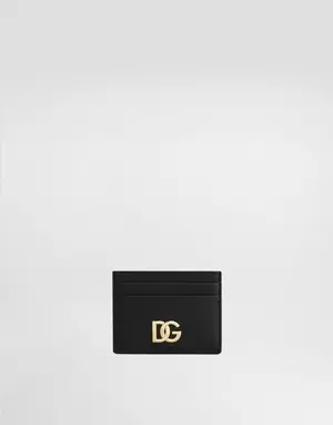 Dolce & Gabbana Calfskin Card Holder With Dg Logo Wallets And Small Leather Goods Leather - Black