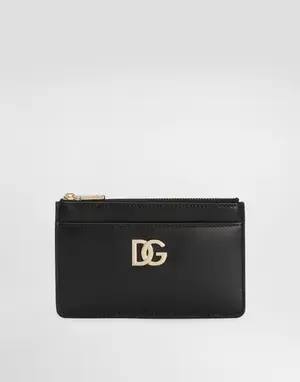Dolce & Gabbana Calfskin Card Holder With Dg Logo Wallets And Small Leather Goods Leather - Black