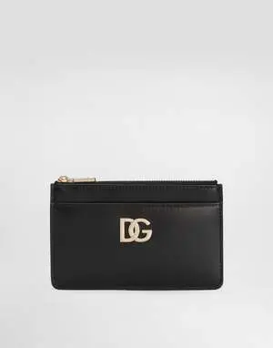 Dolce & Gabbana Calfskin Card Holder With Dg Logo Wallets And Small Leather Goods Leather - Black