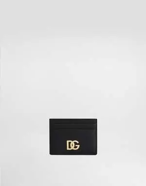 Dolce & Gabbana Calfskin Card Holder With Dg Logo Wallets And Small Leather Goods Leather - Black