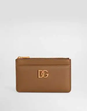 Dolce & Gabbana Calfskin Card Holder With Dg Logo Wallets And Small Leather Goods Leather - Brown