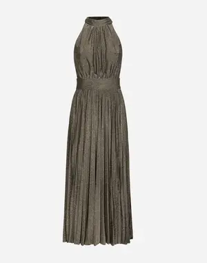 Dolce & Gabbana Pleated Jersey Lurex Calf-length Dress Dresses - Silver