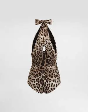 Dolce & Gabbana Animal Print Halterneck Swimsuit - Multicolor