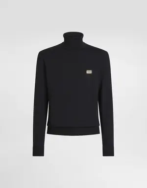 Dolce & Gabbana Wool Turtle-neck Sweater With Branded Tag Sweaters And Cardigans Wool - Blue