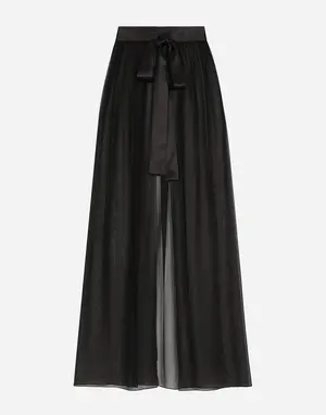 Dolce & Gabbana Long Silk Chiffon Skirt With Belt Skirts Silk - Black