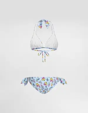 Dolce & Gabbana Small Floral-print Triangle Bikini