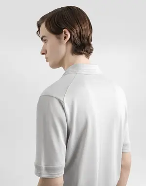 Dolce & Gabbana Satin Silk Polo Shirt Sweaters And Cardigans Gray