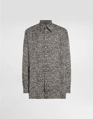 Dolce & Gabbana Chiffon Shirt With Bouclé Print Shirts - Multicolor