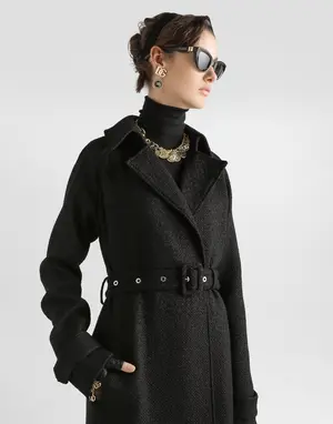 Dolce & Gabbana Tweed Trench Coat Coats And Jackets
