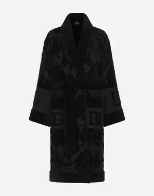 Dolce & Gabbana Bath Robe In Terry Cotton Jacquard Monochrome Bathrobes - Multicolor
