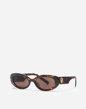 Dolce & Gabbana Oval Acetate Sunglasses - Brown