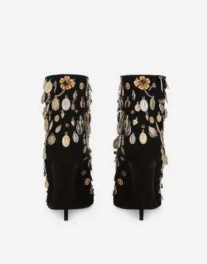 Dolce & Gabbana Satin And Embroidered Ankle Boots Boots And Booties